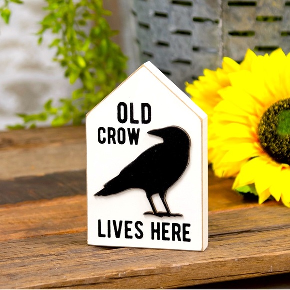 The Hearthside Collection | Accents | Old Crow Lives Here Wooden Block ...